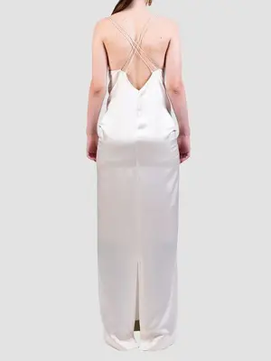 AKOK Anamika Khanna Embellished Embroidered Silk Maxi Dress