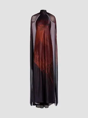 Silvia Tcherassi Sabina Cape Halter Maxi Dress - Navy