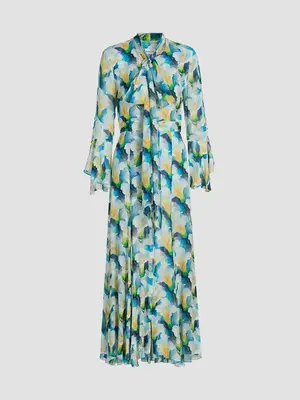 Prabal Gurung Floral Chiffon Pussy-bow Collar Dress