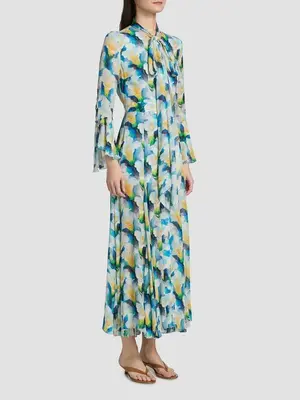 Prabal Gurung Floral Chiffon Pussy-bow Collar Dress