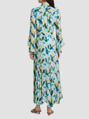 Prabal Gurung Floral Chiffon Pussy-bow Collar Dress