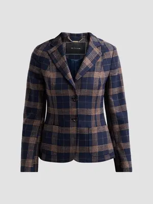 Kiton Plaid Wool-cotton Blazer - Blue