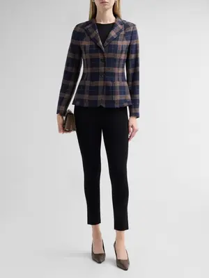 Kiton Plaid Wool-cotton Blazer