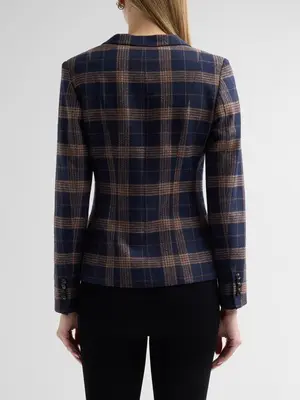 Kiton Plaid Wool-cotton Blazer