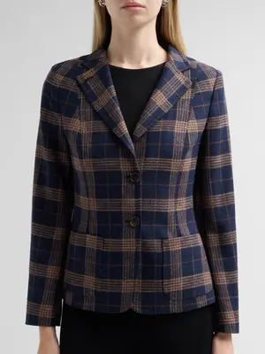 Kiton Plaid Wool-cotton Blazer