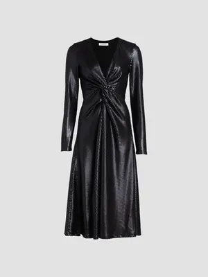 Prabal Gurung Embellished Twist-front Midi-dress - Black