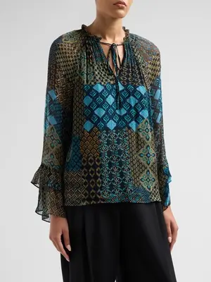 Ramy Brook Anya Multi-print Blouse