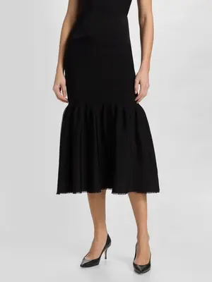 Adam Lippes Romy Fit & Flare Midi Skirt - Black