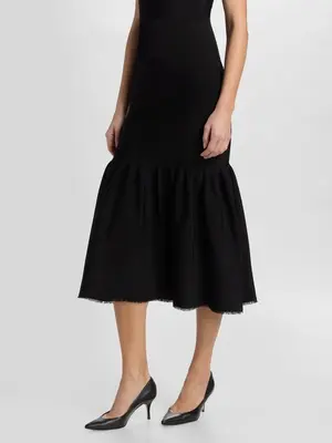 Adam Lippes Romy Fit & Flare Midi Skirt - Black