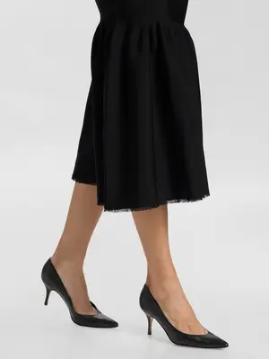 Adam Lippes Romy Fit & Flare Midi Skirt - Black