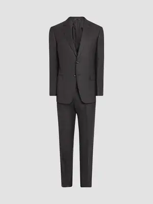 Giorgio Armani Basic Wool Single-breasted Suit - Black