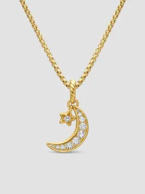 David Yurman Crescent Amulet In 18k Yellow Gold With Diamonds, 16.5mm
