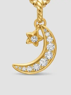 David Yurman Crescent Amulet In 18k Yellow Gold With Diamonds, 16.5mm