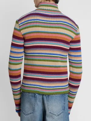 Dries Van Noten Striped Wool Rib-knit Cardigan