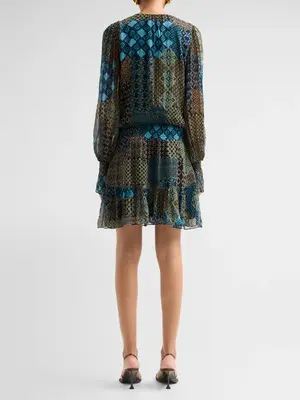 Ramy Brook Astrid Printed Blouson Mini Dress