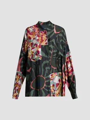 Dries Van Noten Casia Printed Fluid Shirt - Khaki
