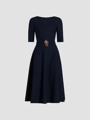 Oscar De La Renta Wool Belted Midi-dress