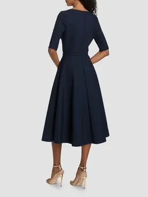 Oscar De La Renta Wool Belted Midi-dress