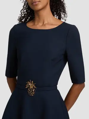 Oscar De La Renta Wool Belted Midi-dress