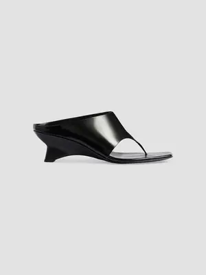 Khaite Marlow 55mm Leather Sculptural Mules - Black