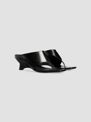 Khaite Marlow 55mm Leather Sculptural Mules - Black