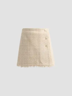 Ramy Brook Connie Tweed Wrap-front Mini Skirt