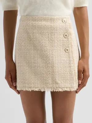 Ramy Brook Connie Tweed Wrap-front Mini Skirt