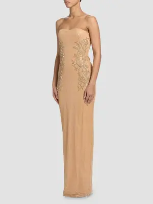Prabal Gurung Michaela Sequined Floral Strapless Gown