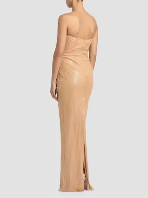 Prabal Gurung Michaela Sequined Floral Strapless Gown