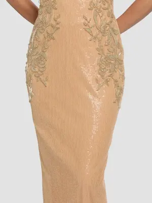 Prabal Gurung Michaela Sequined Floral Strapless Gown