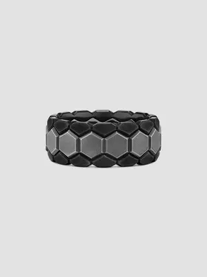 David Yurman Hex Stack Ring In Titanium - Black