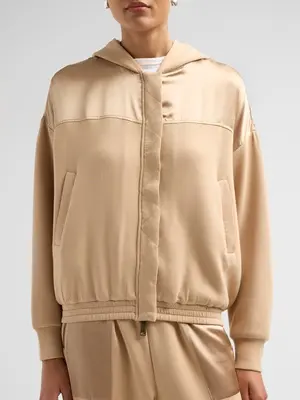 Ramy Brook Fiona Satin-trim Hooded Jacket
