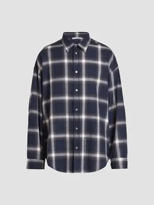 Acne Studios Flannel Check Cotton Shirt - Navy Multi