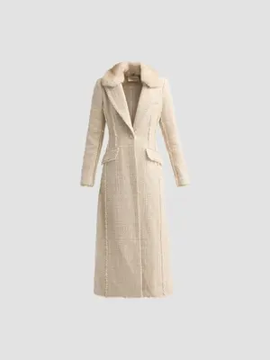 Ramy Brook Betsy Faux-fur Collar Tweed Longline Coat