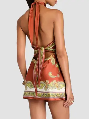 Retrofete Adelaide Silk Halter Mini Dress