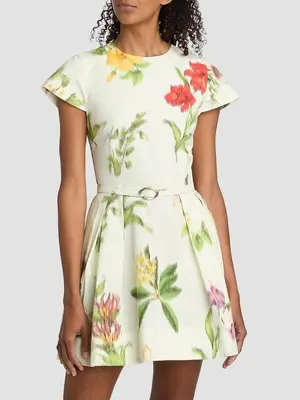 Oscar De La Renta Floral Poplin Day Minidress