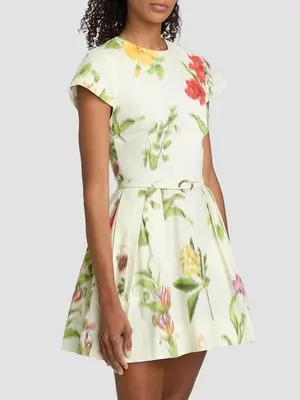 Oscar De La Renta Floral Poplin Day Minidress