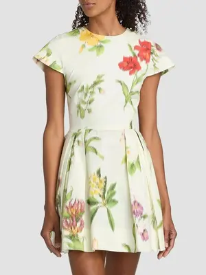 Oscar De La Renta Floral Poplin Day Minidress