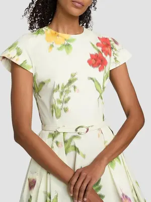 Oscar De La Renta Floral Poplin Day Minidress
