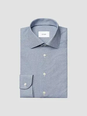 Eton Printed Stretch-cotton Slim-fit Shirt - Mid Blue