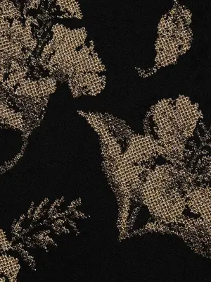 Oscar De La Renta Hibiscus Metallic Jacquard Cocktail Dress