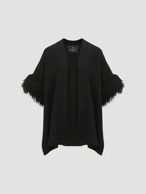 Gorski Knit Vest With Select Mongolian Shearling Lamb Trim - Black