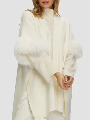 Gorski Knit Vest With Select Mongolian Shearling Lamb Trim - Ivory
