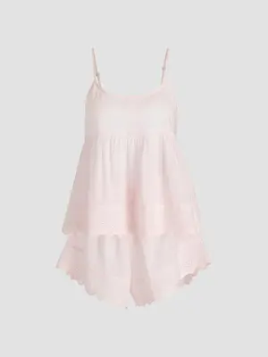 PAPINELLE Millie Broderie Cotton Short Pajamas - Pink Rose