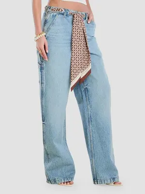 SEROYA Bond Sash Belt Baggy Jeans