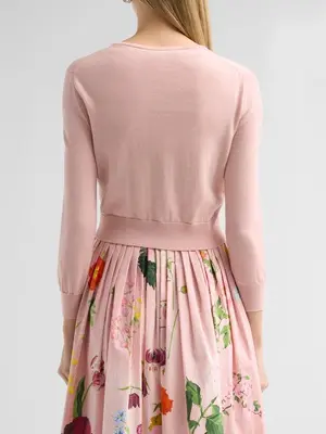 Oscar De La Renta Mixed Floral-embroidered Wool Cardigan