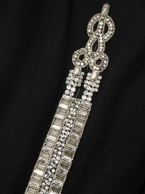 REEM ACRA Crêpe Crystal Detail Column Gown
