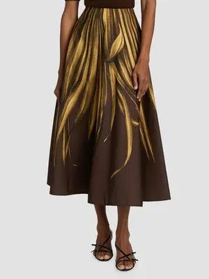 Oscar De La Renta Palm Print A-line Midi-skirt
