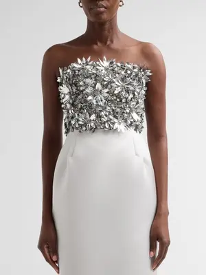 Prabal Gurung Floral-embellished Strapless Column Gown