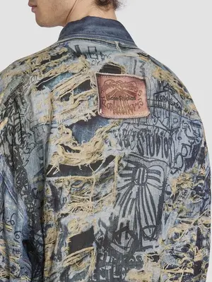 Acne Studios Setar Torn Scribble Printed Linen Shirt
